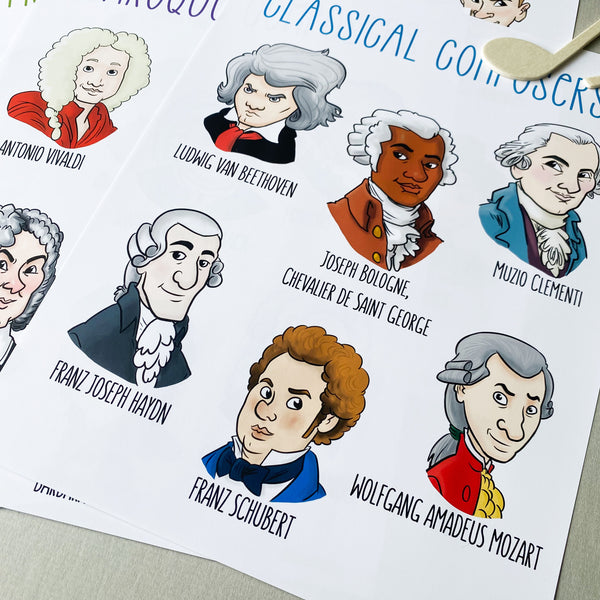 Musical Era Composer Posters – Dynamic Doodle Co.