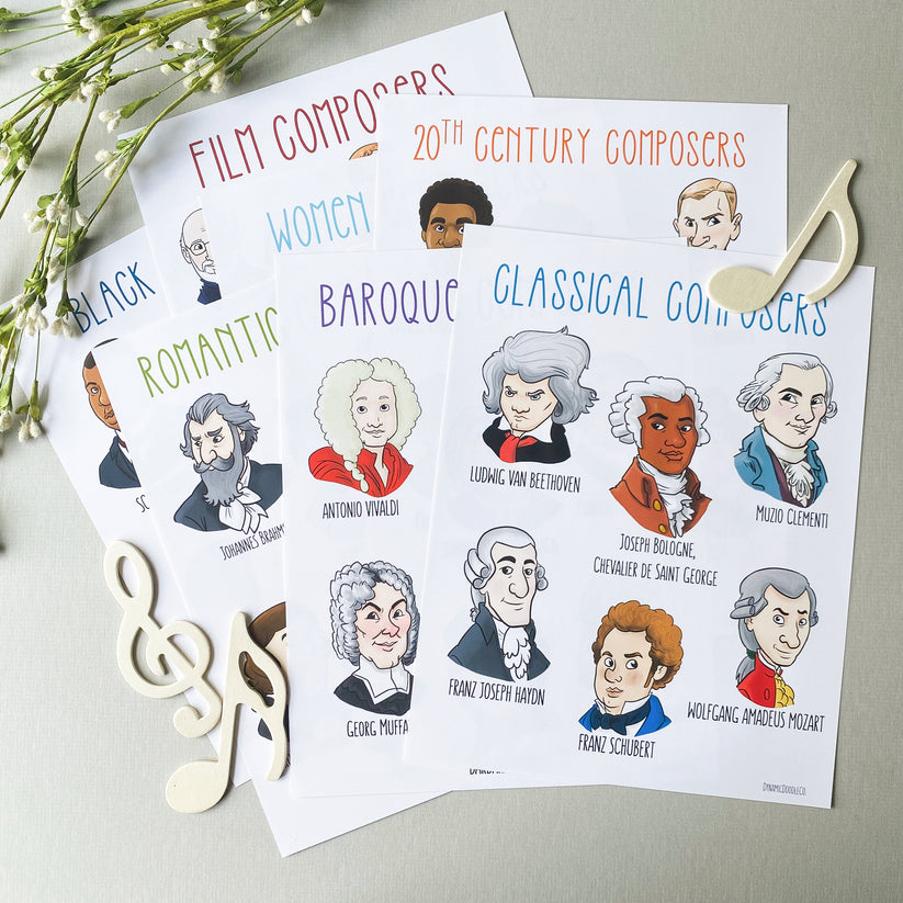 Musical Era Composer Posters – Dynamic Doodle Co.