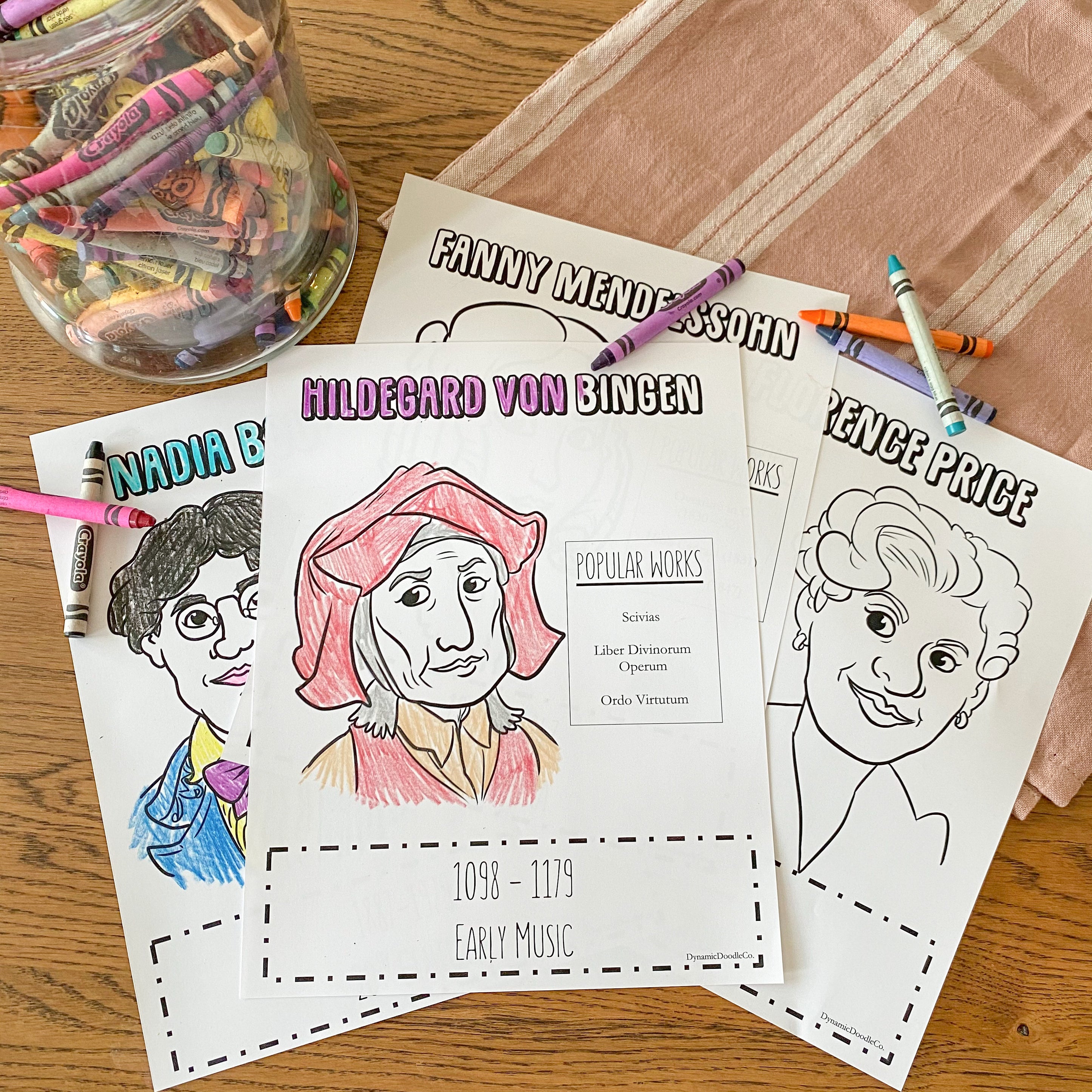 Composer Coloring Sheets – Dynamic Doodle Co.